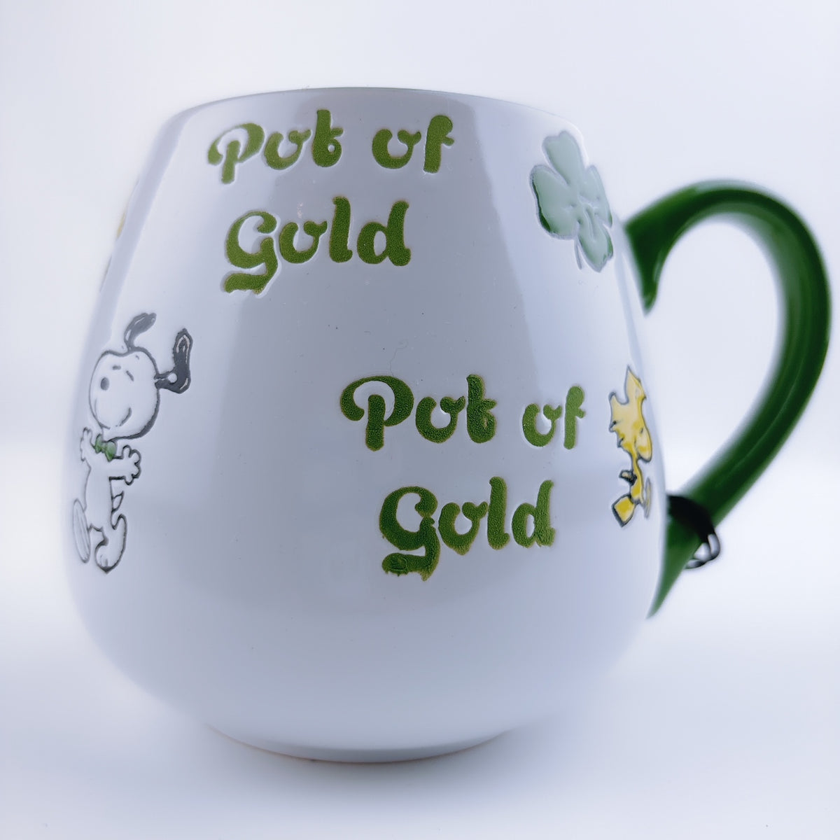 Peanuts Snoopy & Woodstock Pot Of Gold Ceramic Stoneware Green Mug 20 ...