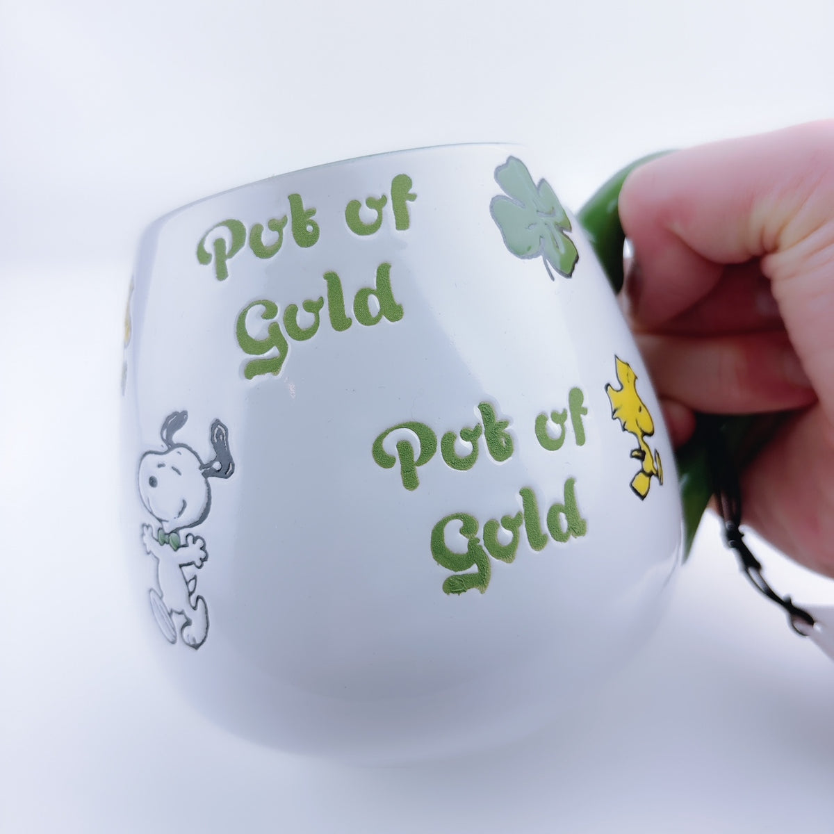 Peanuts Snoopy & Woodstock Pot Of Gold Ceramic Stoneware Green Mug 20 ...
