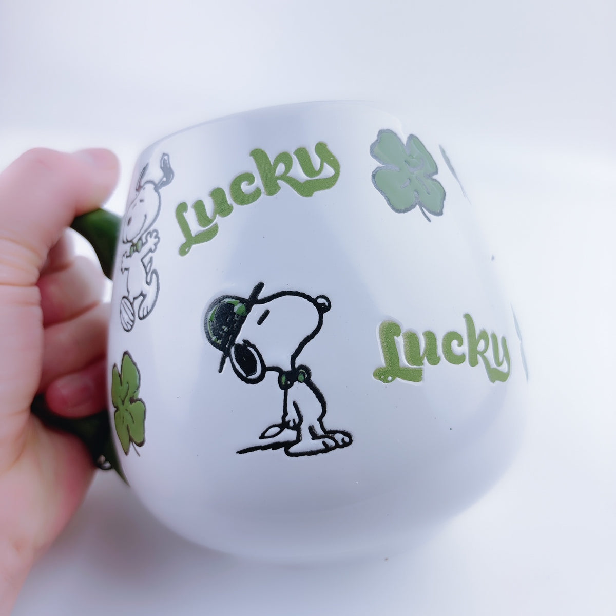 Peanuts Snoopy Lucky Clover Ceramic Stoneware Green Mug 20 oz – Pit-a ...