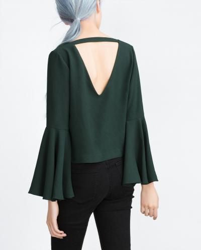 INA Bell Sleeve Open Back Kelly Green Top – Pit-a-Pats.com
