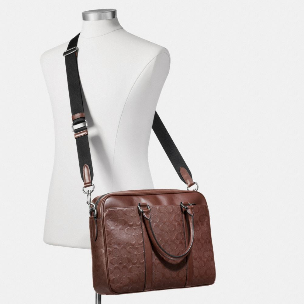 Coach PERRY COMPACT BRIEF IN SIGNATURE CROSSGRAIN LEATHER – Pit-a-Pats.com