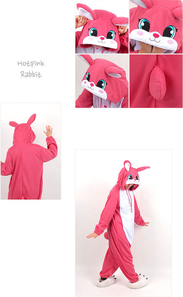 PITaPATs kids onesie animal jumpsuit costume - long sleeve pink rabbit ...