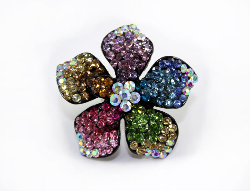 Multi Color Crystal Mega Size Flower Ring – Pit-a-Pats.com