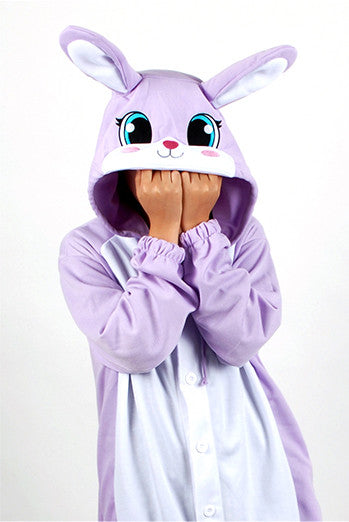 PITaPATs onesie animal jumpsuit costume - long sleeve purple rabbit ...