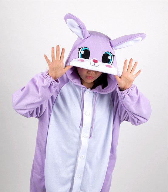 PITaPATs onesie animal jumpsuit costume - long sleeve purple rabbit ...