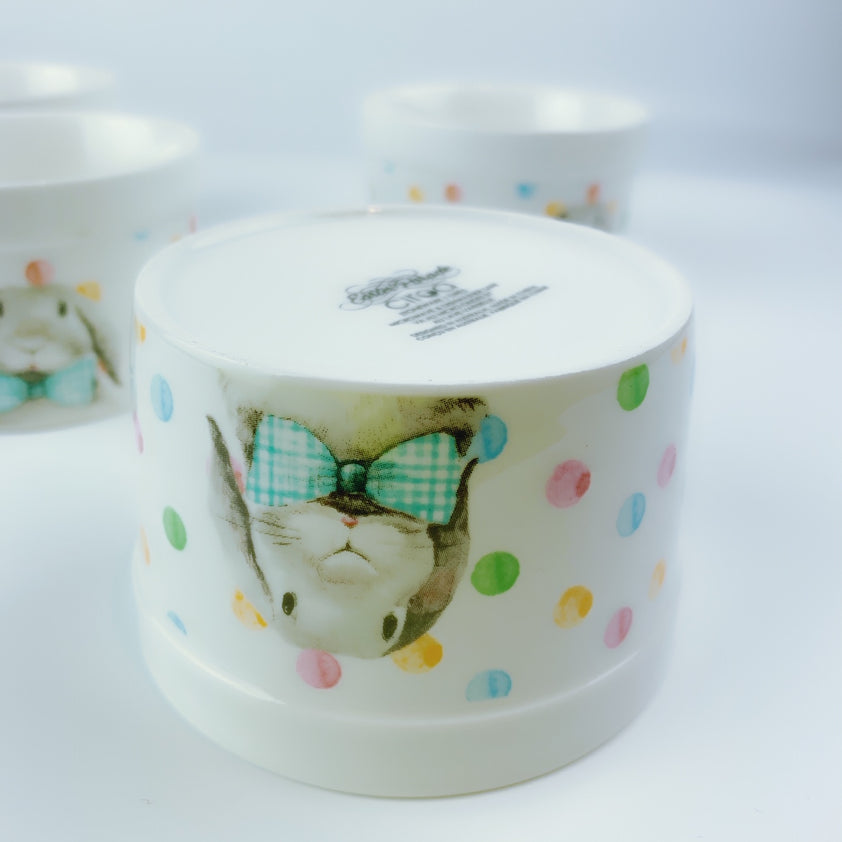 Ciroa Whimsical Spring Bunnies Set of 4 Quality Porcelain Ramekins Bow ...