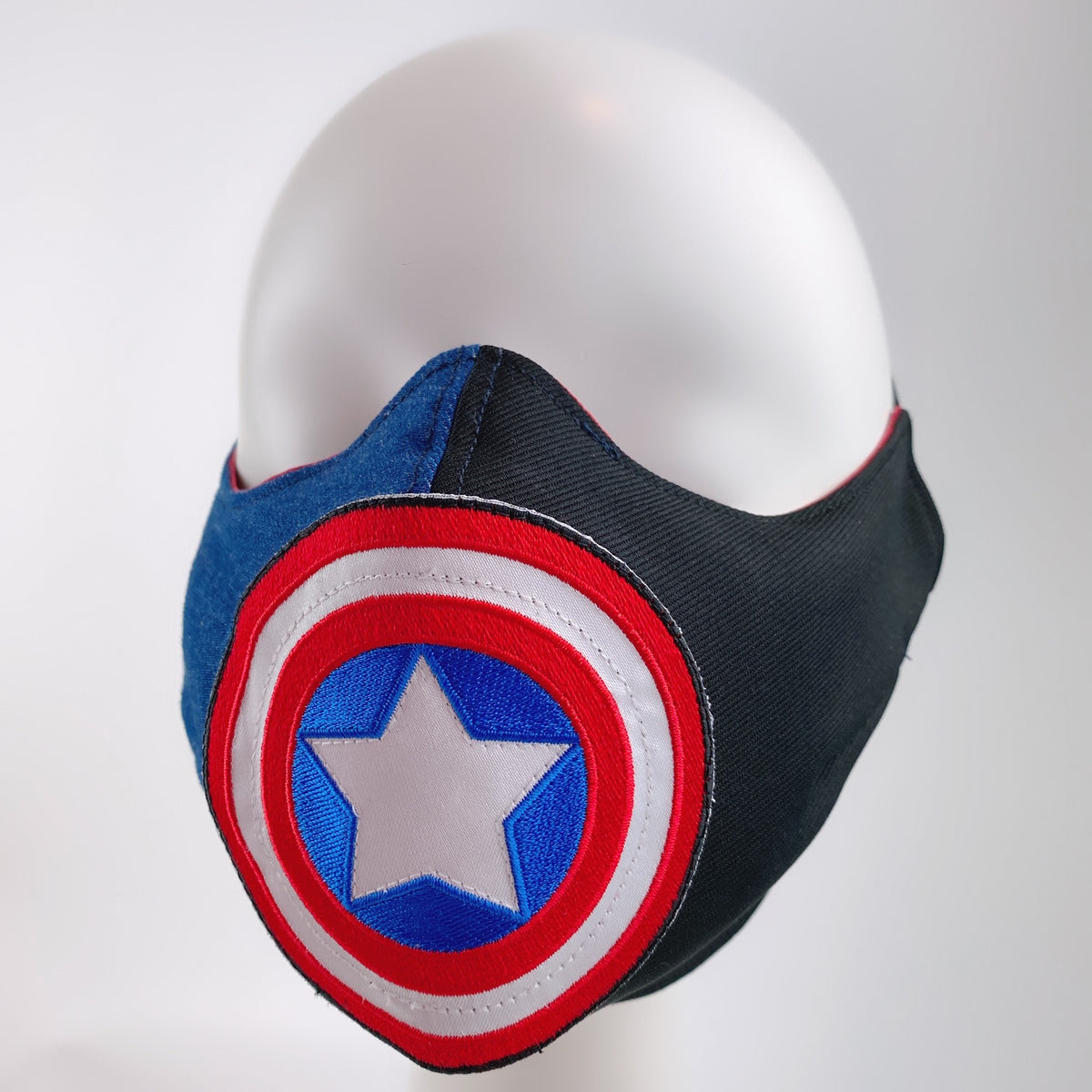 Mask 4 Protect Face Mask Captain America Contrast Denim & Black – Pit-a ...