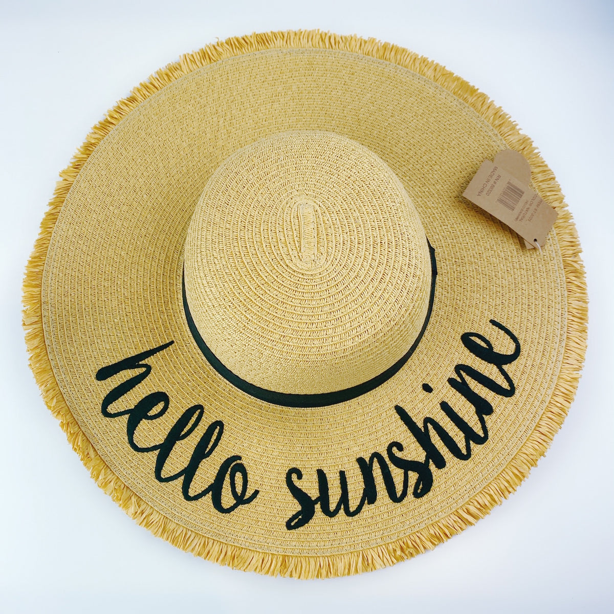 C.C Embroidered Sun Hat - Hello Sunshine Straw Hat – Pit-a-Pats.com